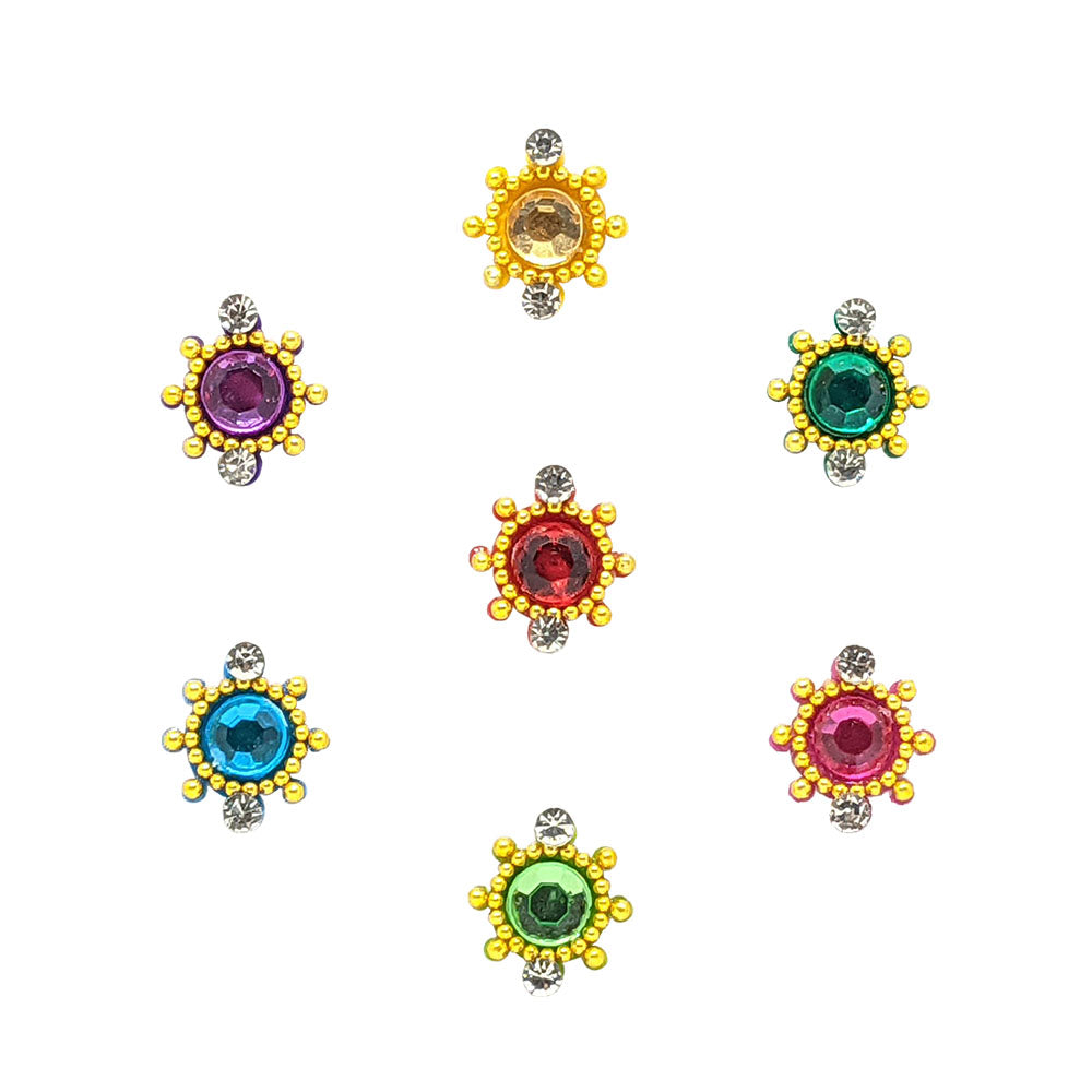 Comet Busters Designer Multicolor Round Bindi With Stones (9mm)(BIN156