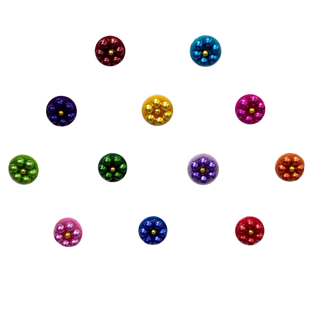 Comet Busters Colorful Round Bindis With Bead Work (BIN1120)