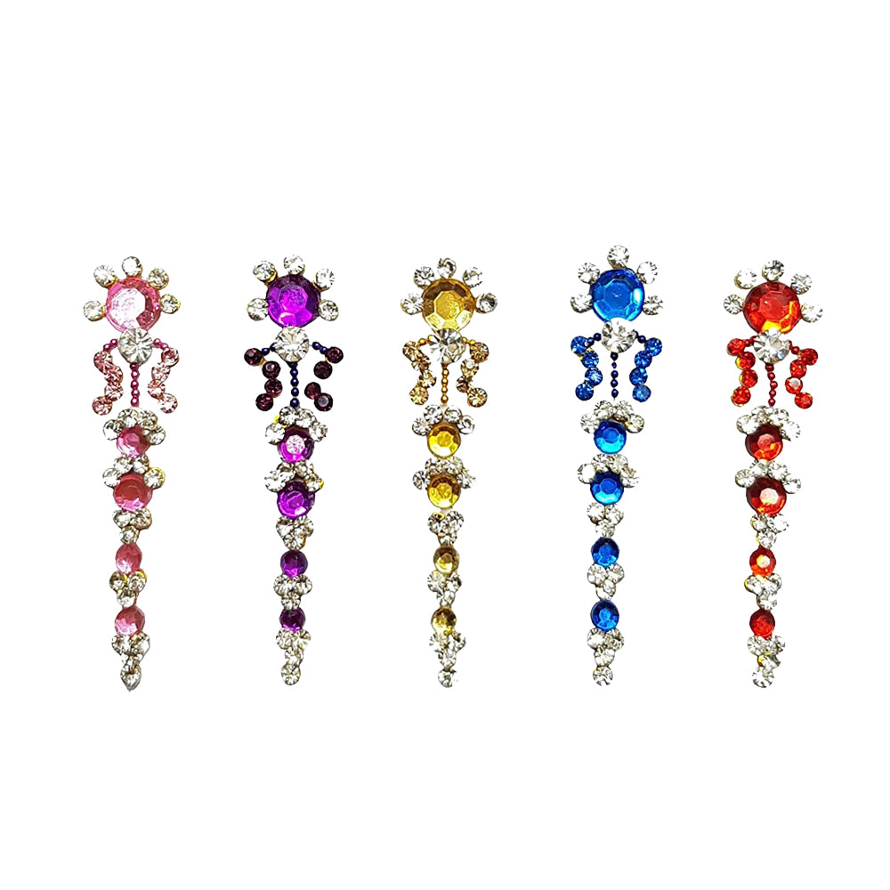 Comet Busters Long Multicolor Fancy Bindis for Women (30mm) (BIN012)