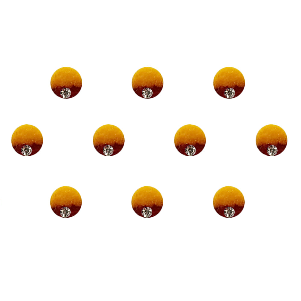 Comet Busters Yellow Brown Shaded Ombre Bindis With Silver Stone (6mm)