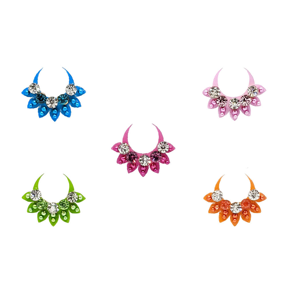 Comet Busters Designer Multicolor Moon Bindi With Stones (10mm)(BIN157