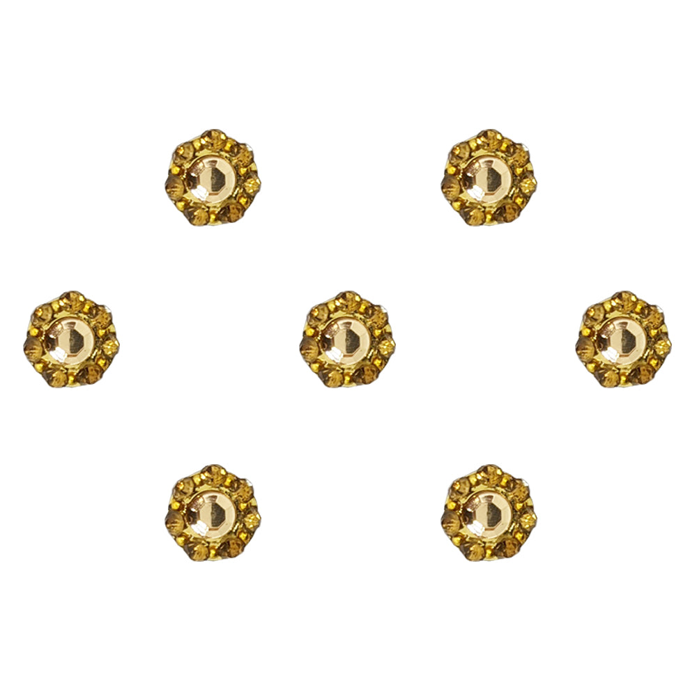 Comet Busters Beautiful Golden Bridal Round Bindi With Stone Work (8mm