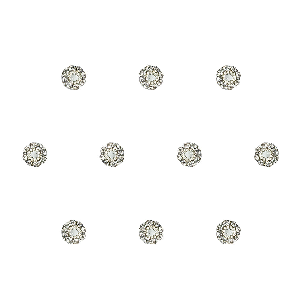 Comet Busters Beautiful Silver Round Bindi With Stones (5mm) (BIN1676)