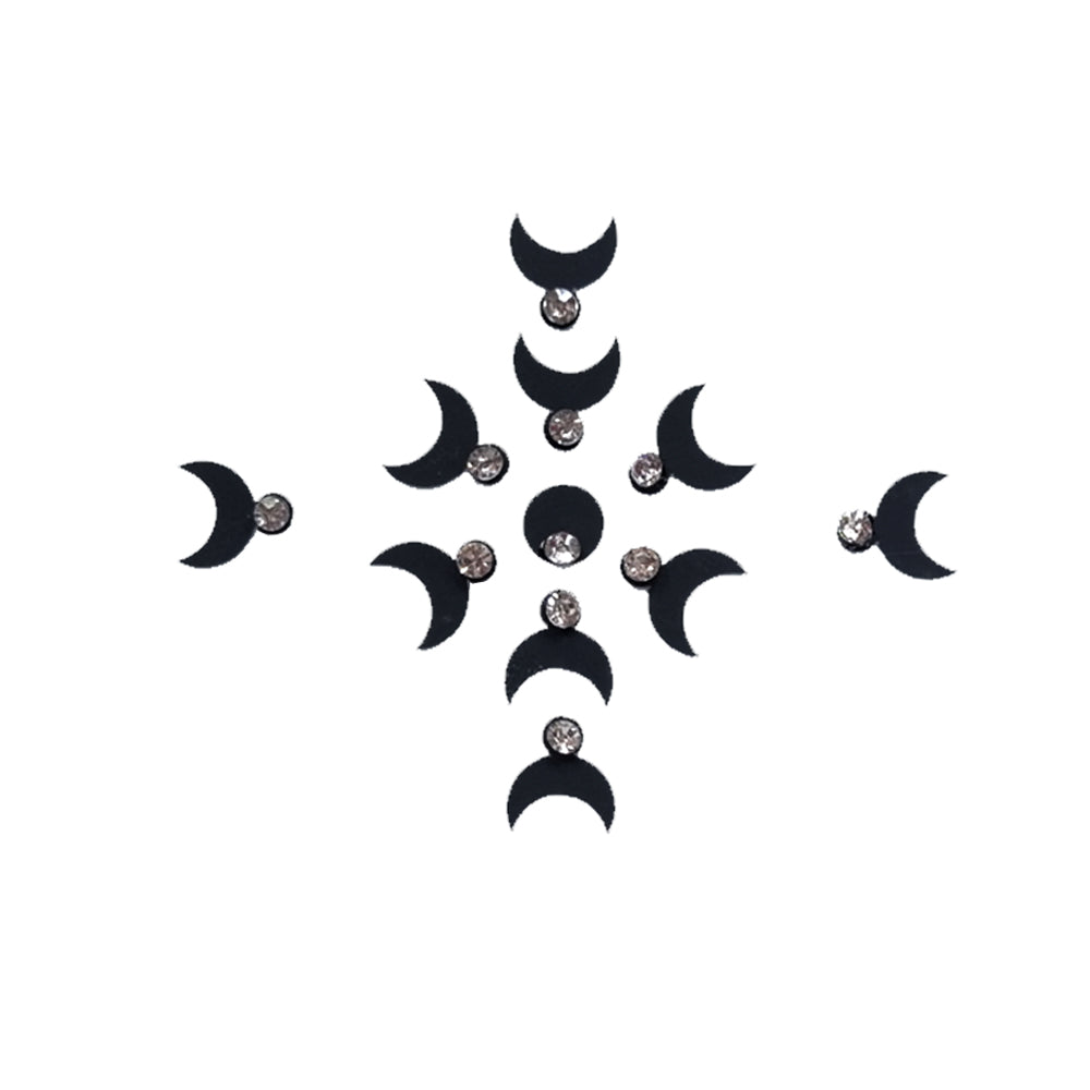 Comet Busters Beautiful Handcrafted Black Moon Bindis With Silver Ston