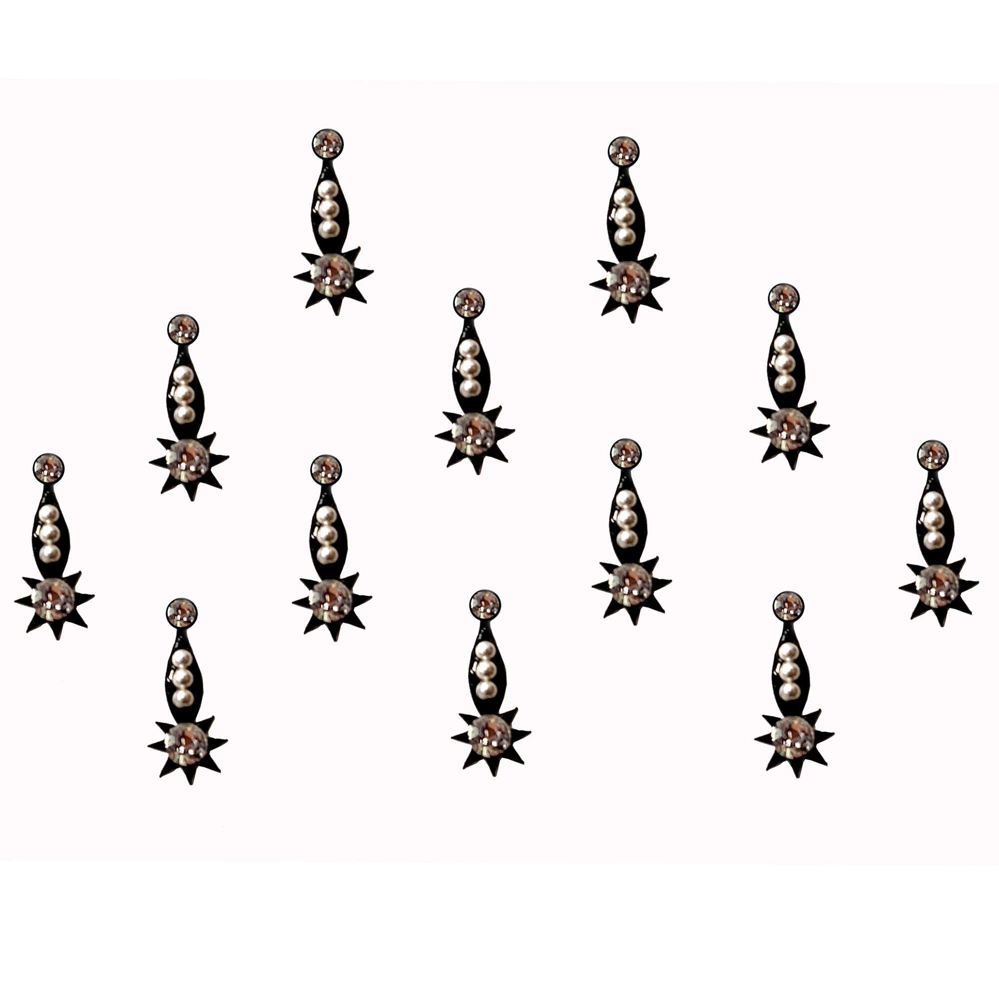 Comet Busters Beautiful Handcrafted Black Bindis with Silver Stone (BI