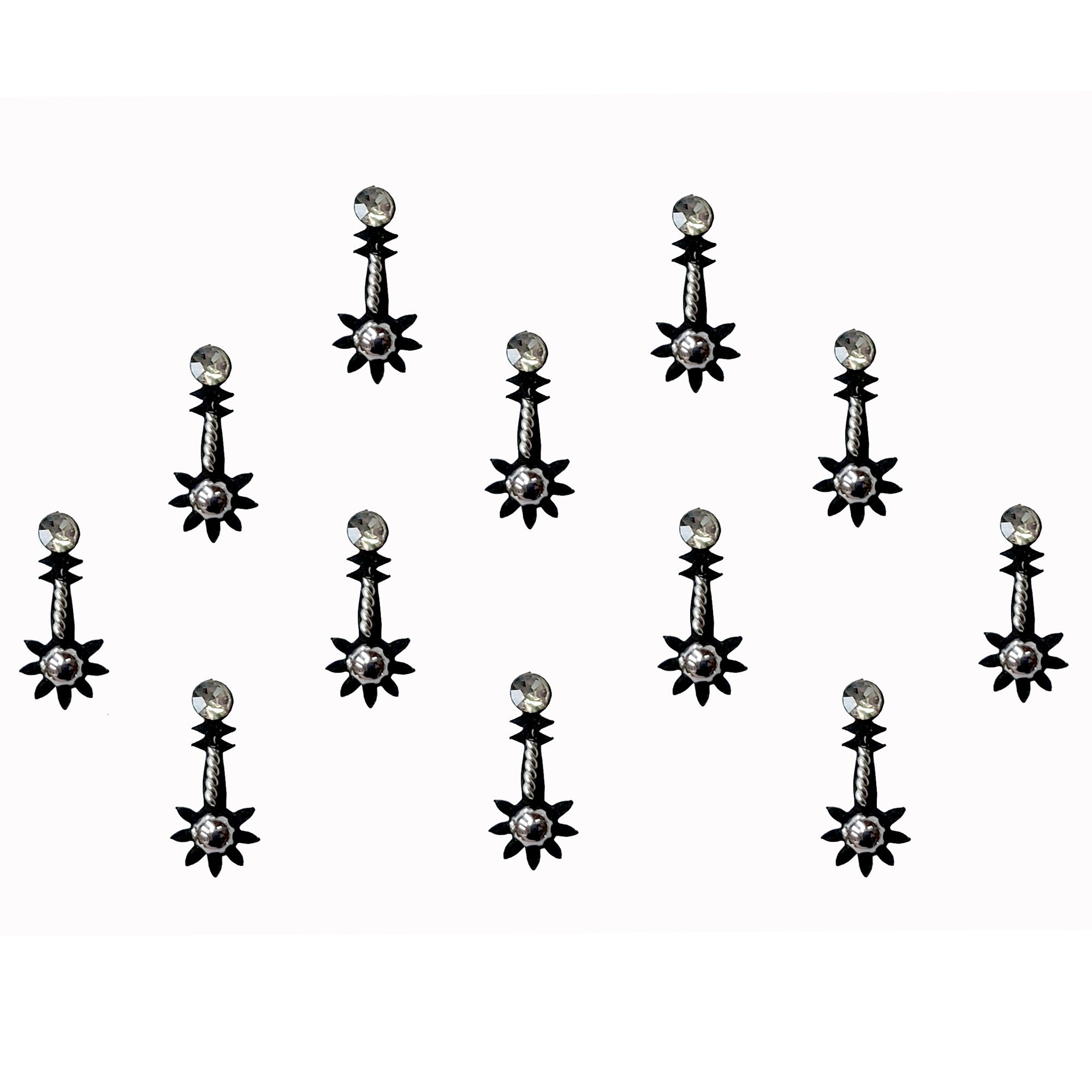 Comet Busters Beautiful Handcrafted Black Bindis with Silver Stone (BI