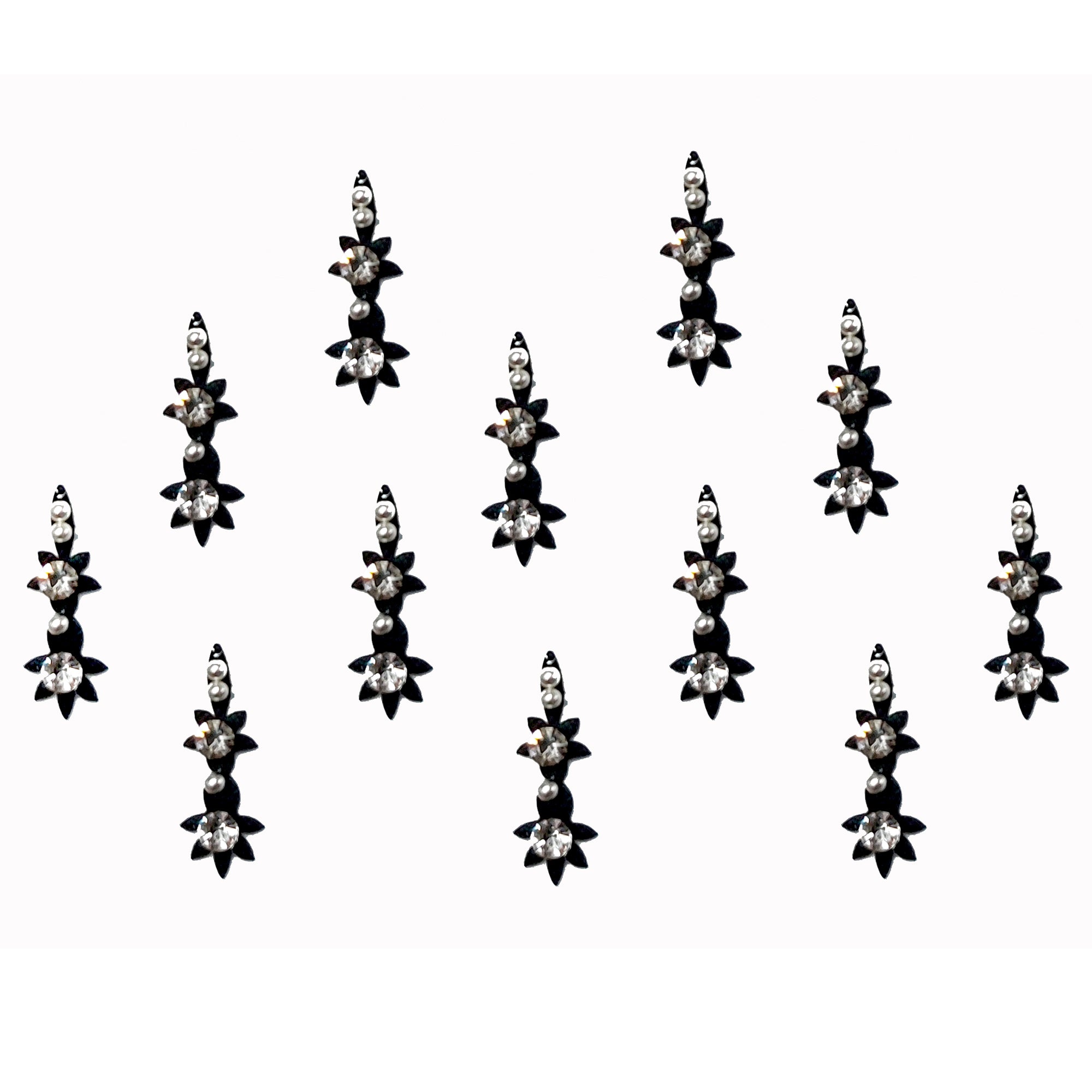 Comet Busters Beautiful Handcrafted Black Bindis with Silver Stone (BI