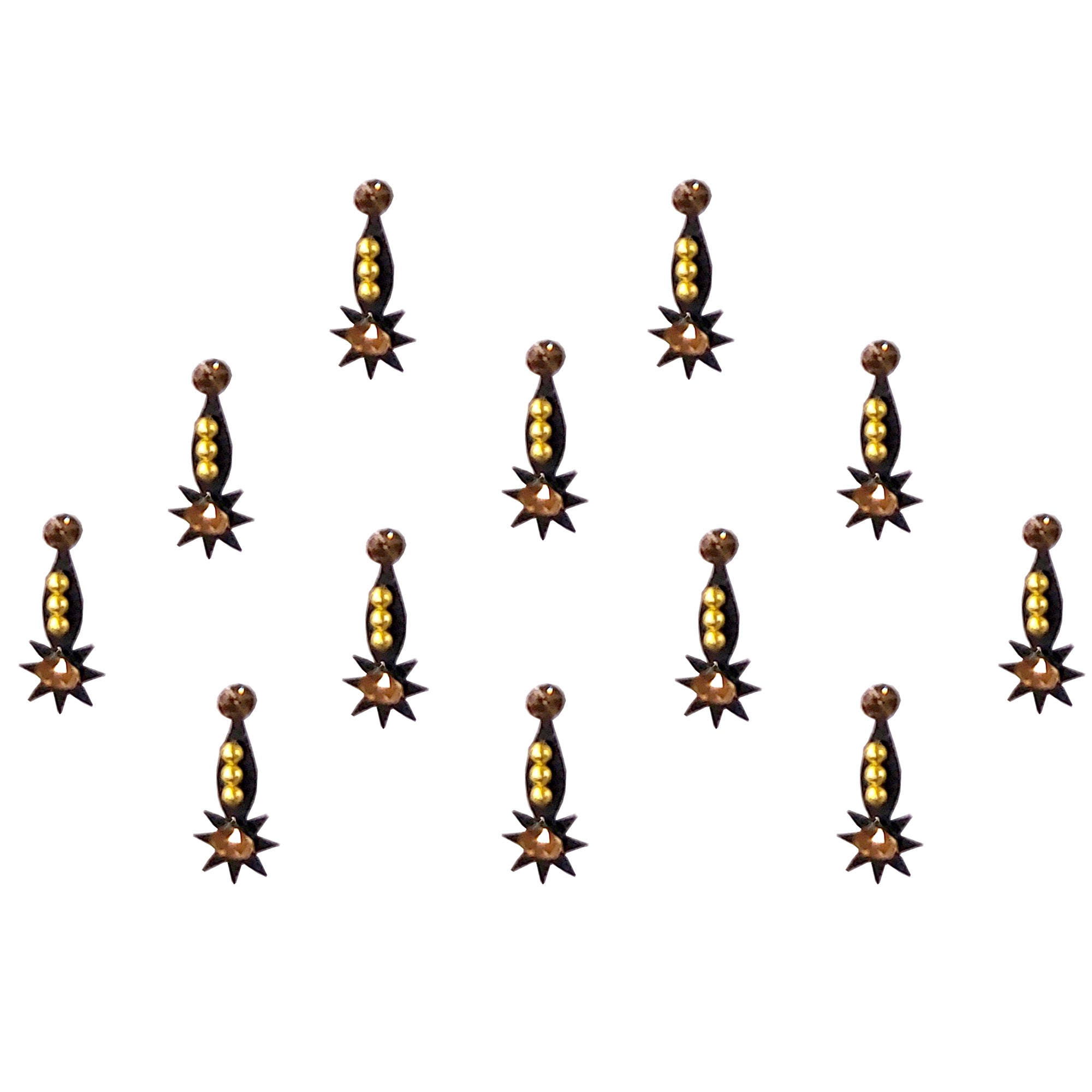 Comet Busters Beautiful Handcrafted Black Bindis with Gold Stone (BIN1