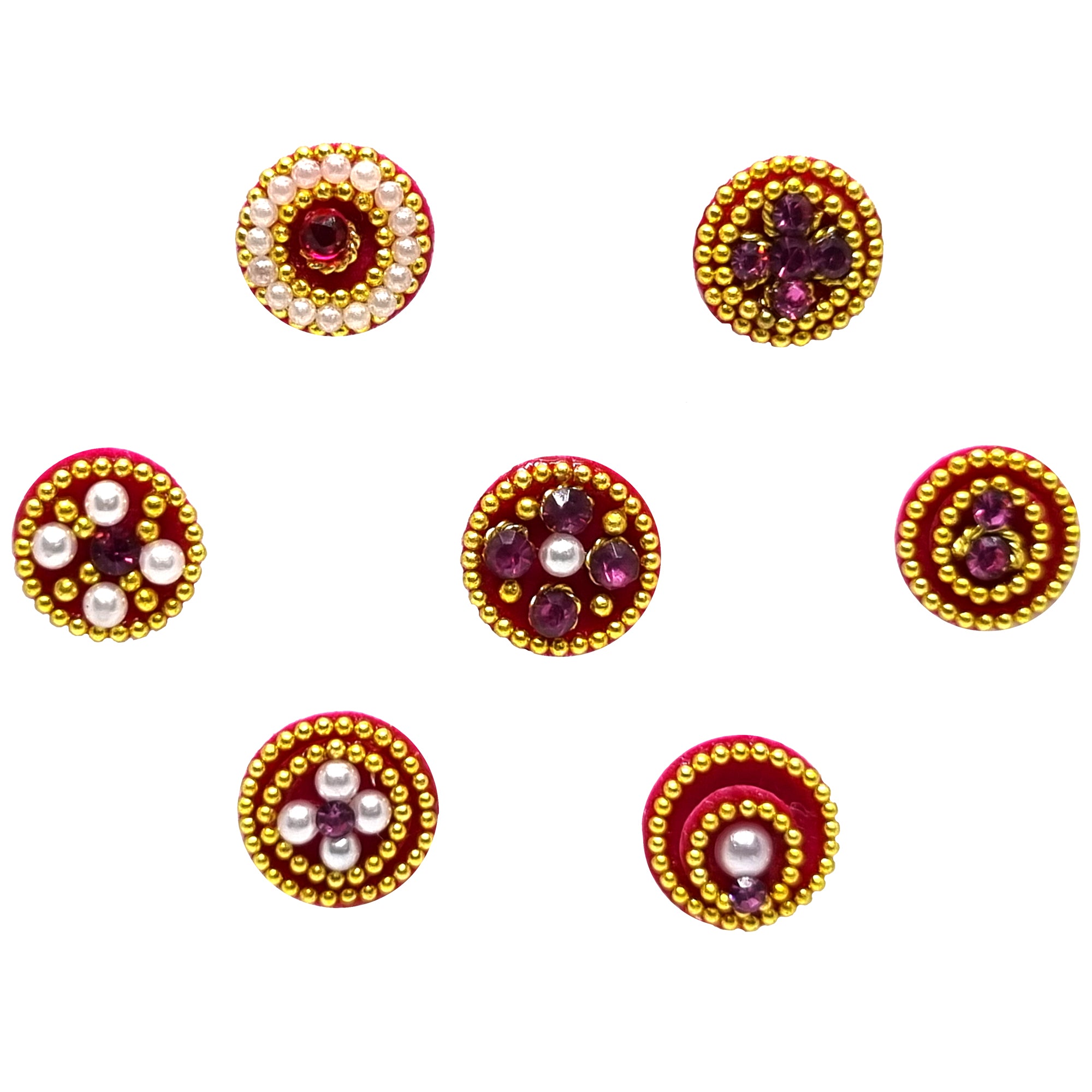 Comet Busters Beautiful Assorted Round Hot Pink Velvet Bindi With Gold
