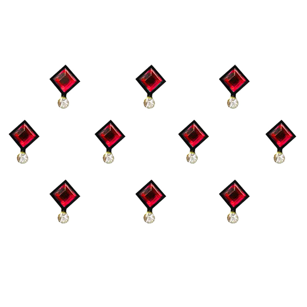 Comet Busters Beautiful Square Red Stone Bindi (8mm)(BIN295)