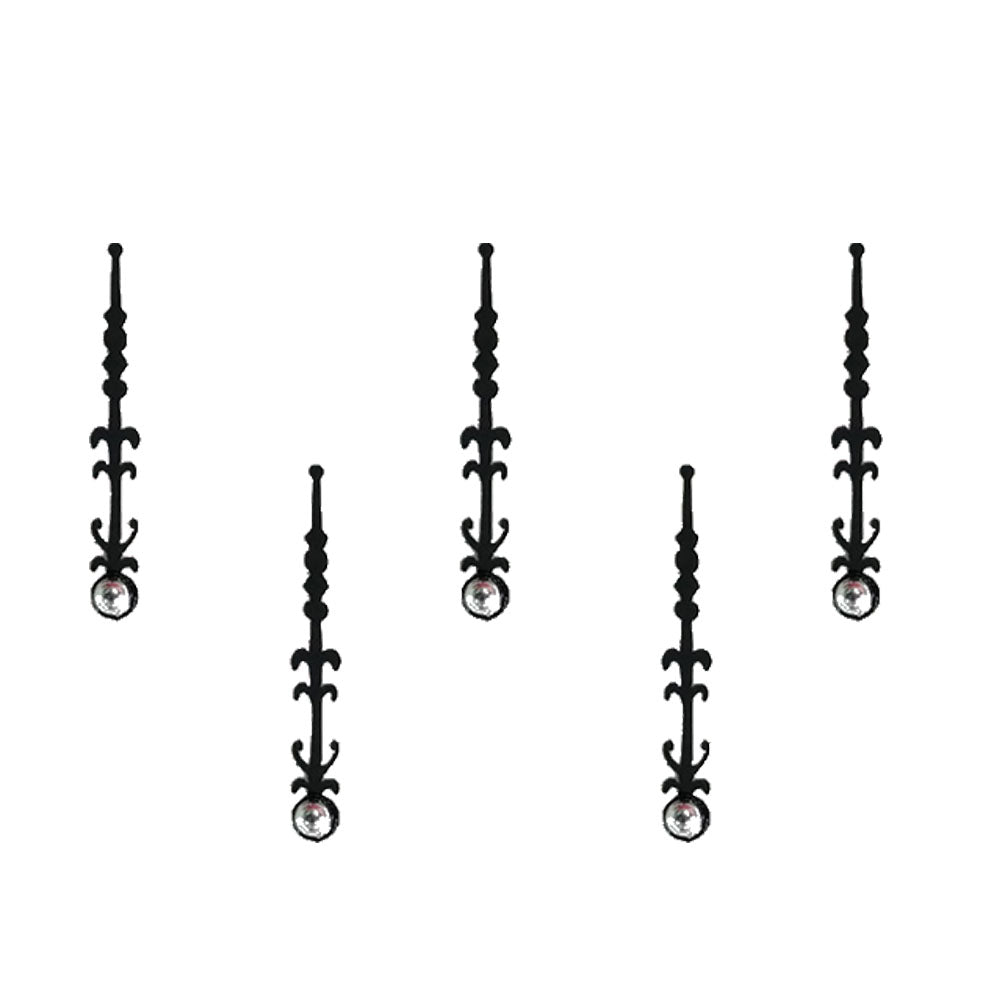 Comet Busters Fancy Long Black Bindi With Silver Stone (25mm)(BIN723)