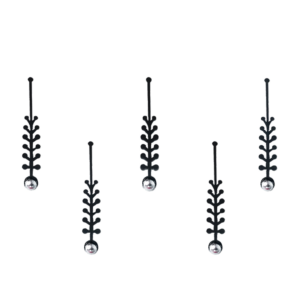 Comet Busters Black Long Bindis With Silver Dot (BIN724)