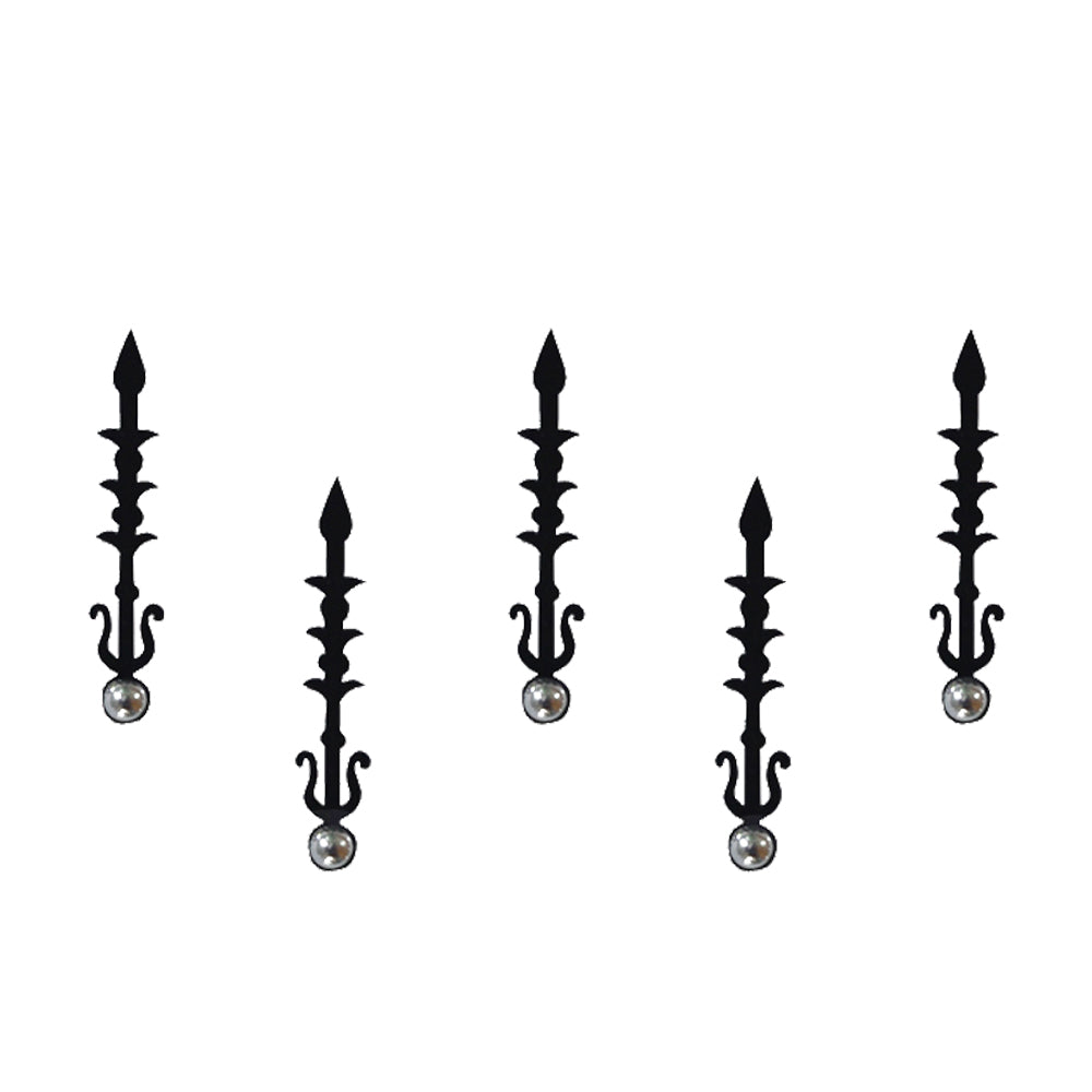 Comet Busters Black Long Bindi With Silver Dot (BIN733)