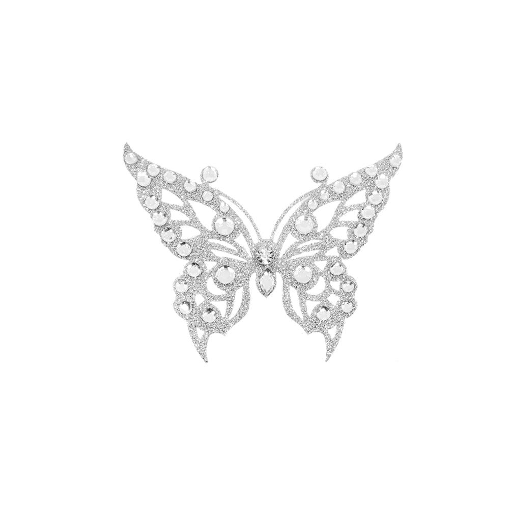 Comet Busters Glitter Silver Butterfly Temporary Tattoo Body Jewels Wi
